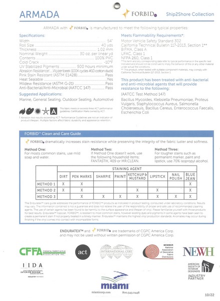 Armada Sample Card CGPC Branded | Marine Vinyl & Boat Upholstery Fabric ...