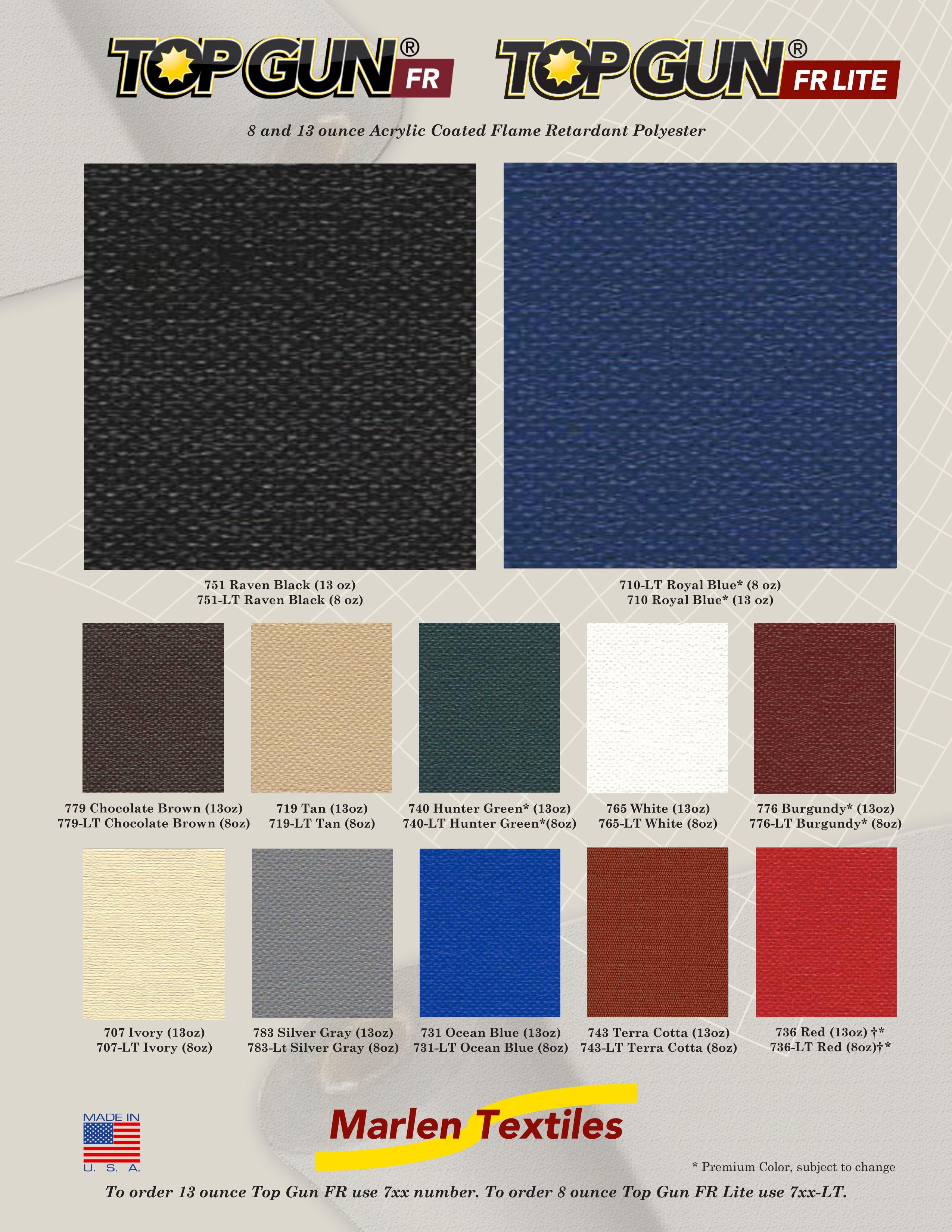 Top Gun FR and FR Lite Sample Card | Marlen Fabrics | MiamiCorp